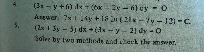 Solved (3x-y + 6) dx + (6x-2y-6) dy 。 Answer: 7x+14y + 18 In | Chegg.com