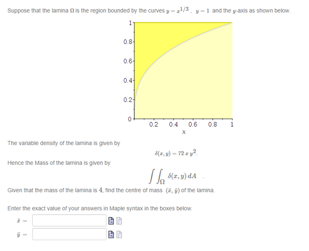 Solved Suppose that the lamina Ω is the region bounded by | Chegg.com