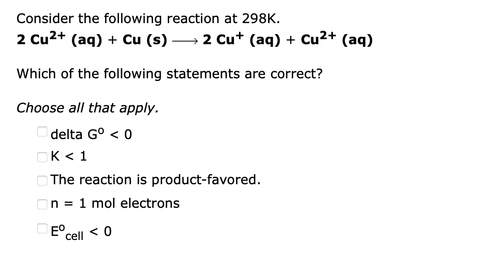 Solved Consider the following reaction at 298 K. | Chegg.com