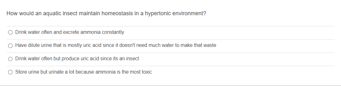 Solved How would an aquatic insect maintain homeostasis in a | Chegg.com