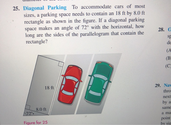 Solved 25. Diagonal Parking To accommodate cars of most | Chegg.com