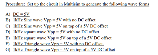 Solved Procedure: Set up the circuit in Multisim to generate | Chegg.com
