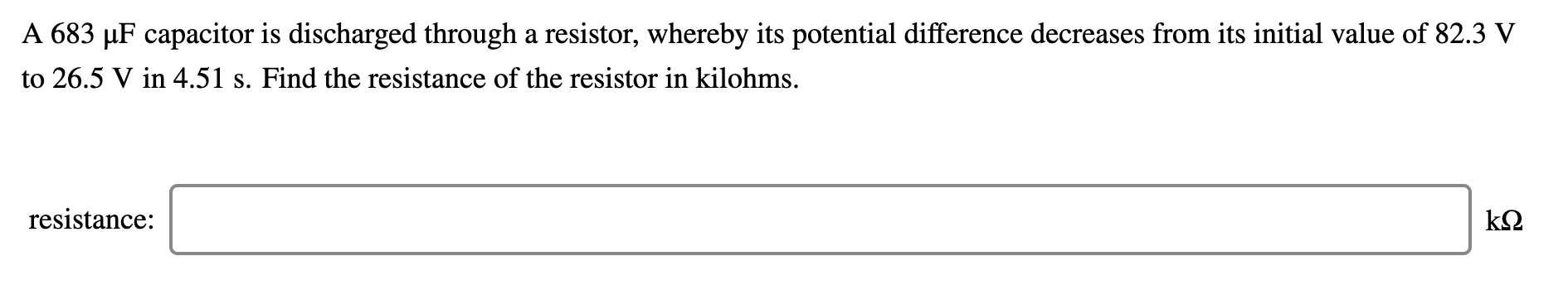 Solved A 683 uF capacitor is discharged through a resistor, | Chegg.com