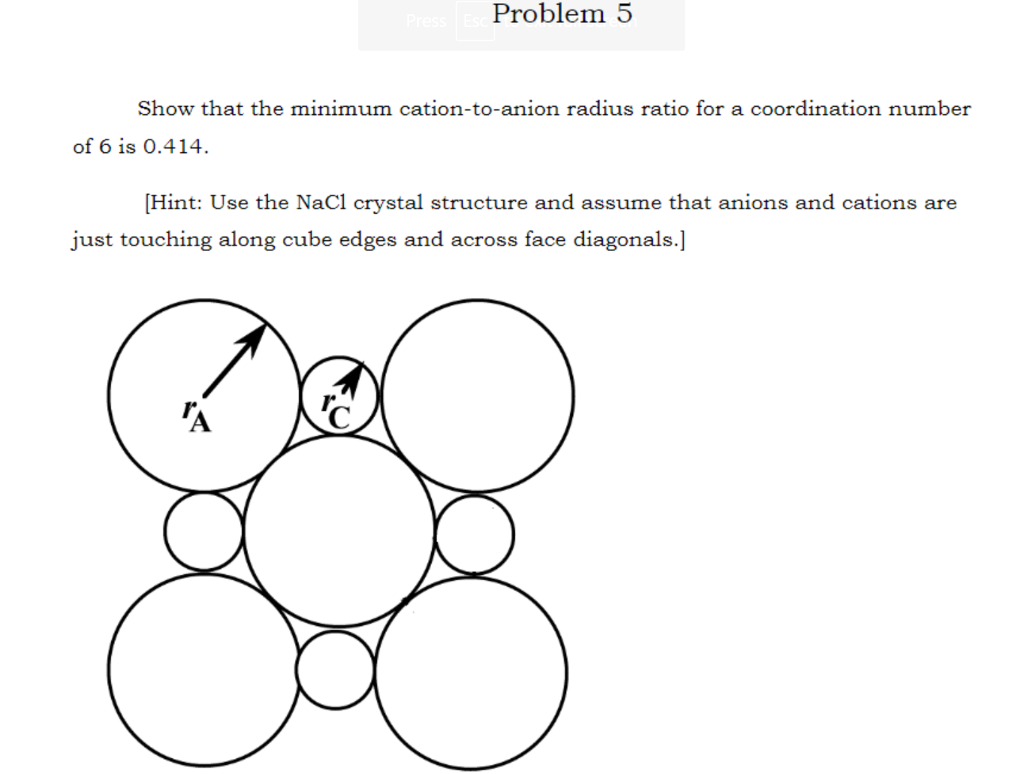 Solved Problem 5 Show That The Minimum Cation To Anion