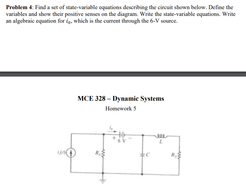 Solved Problem 4: Find a set of state-variable equations | Chegg.com