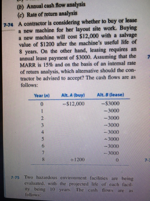 Solved A contractor is considering whether to buy or lease a | Chegg.com