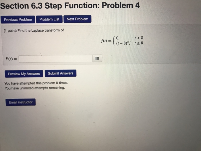 Solved Section 6.3 Step Function: Problem1 Previous Problem | Chegg.com