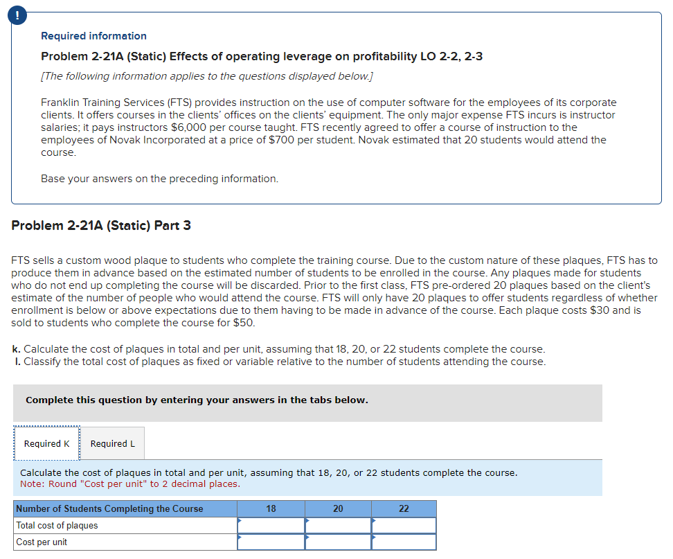 Solved Required information Problem 2-21A (Static) Effects | Chegg.com