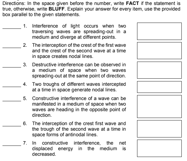 Solved Directions: In the space given before the number, | Chegg.com