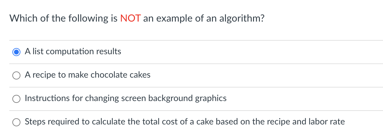 Solved Which of the following is NOT an example of an | Chegg.com