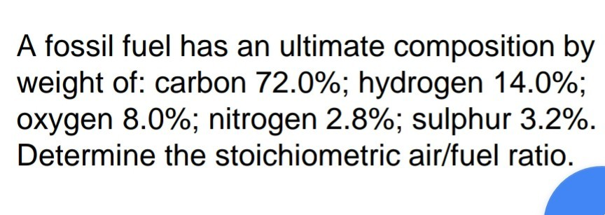 Solved A fossil fuel has an ultimate composition by weight | Chegg.com