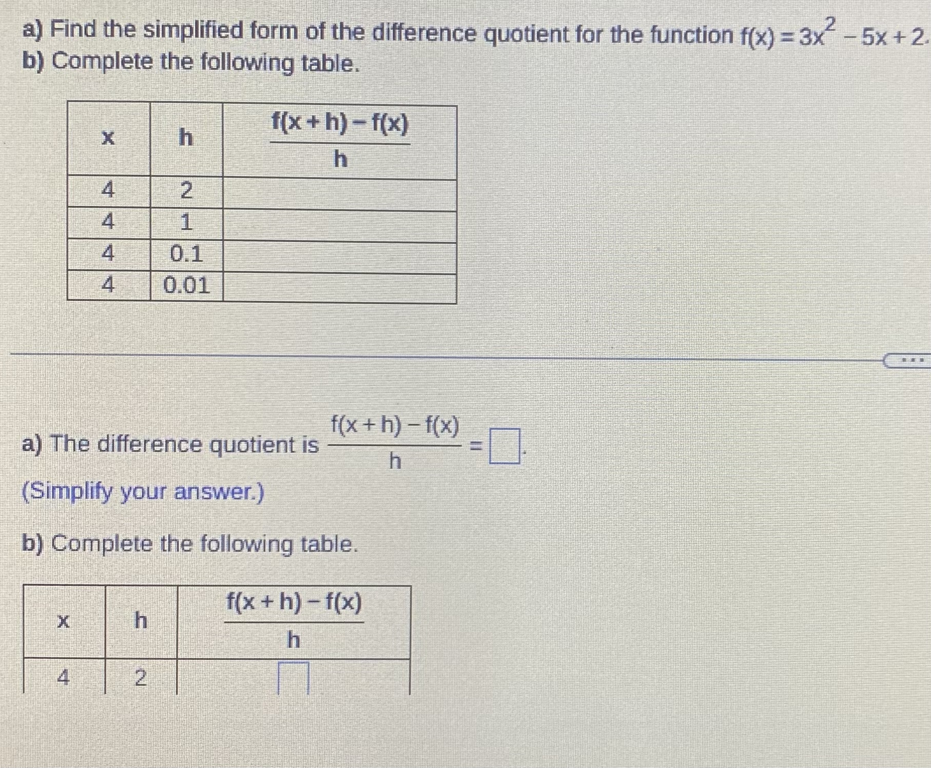Solved a) Find the simplified form of the difference | Chegg.com