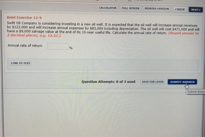 Solved CALCULATOR FULL SCREEN PRINTER VERSION BACK NEXT | Chegg.com