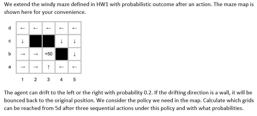 Solved We extend the windy maze defined in HW1 with | Chegg.com