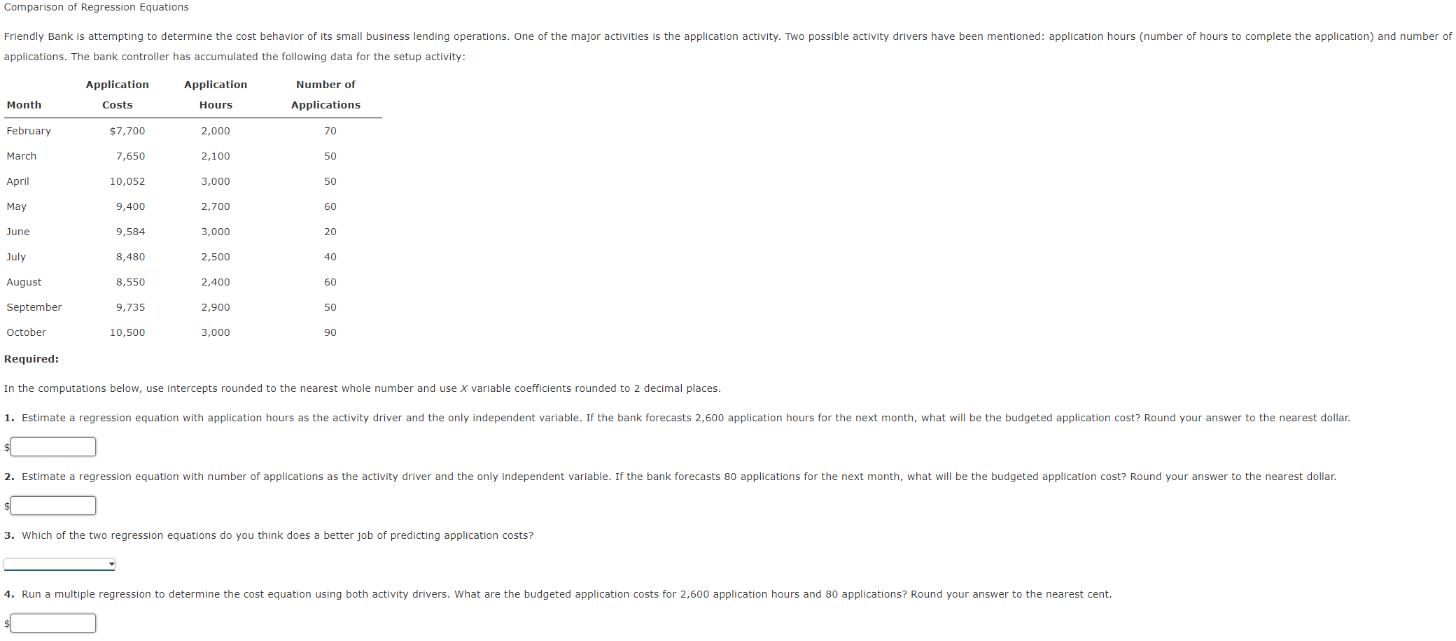 Solved n the computations below, use intercepts rounded to | Chegg.com