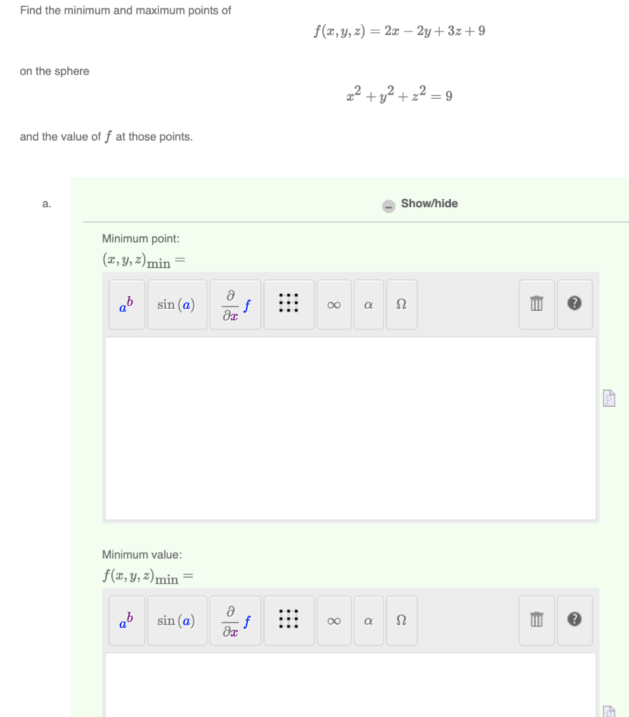 Solved Find the minimum and maximum points of | Chegg.com