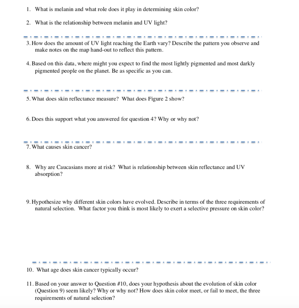 Solved 1. What is melanin and what role does it play in | Chegg.com