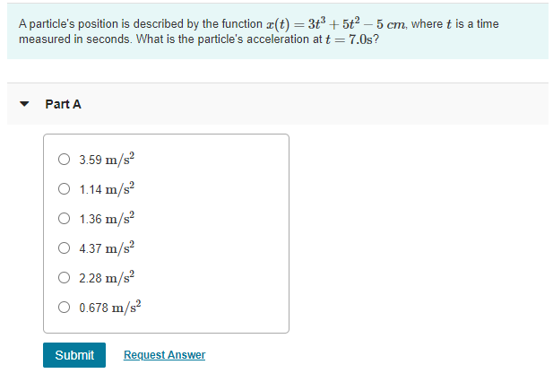 Solved A particle's position is described by the function | Chegg.com