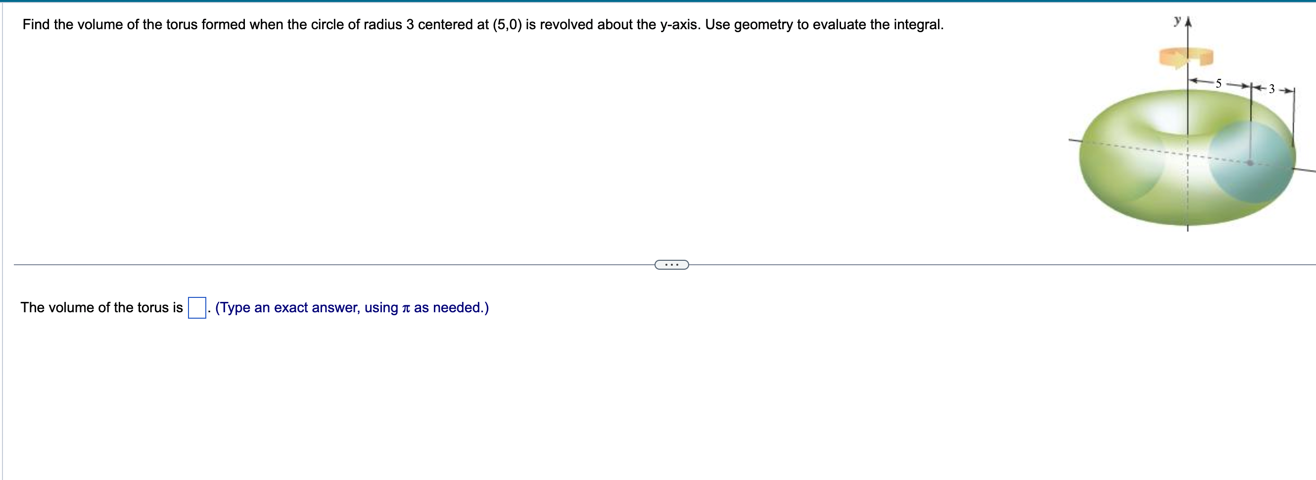 Solved Find the volume of the torus formed when the circle | Chegg.com
