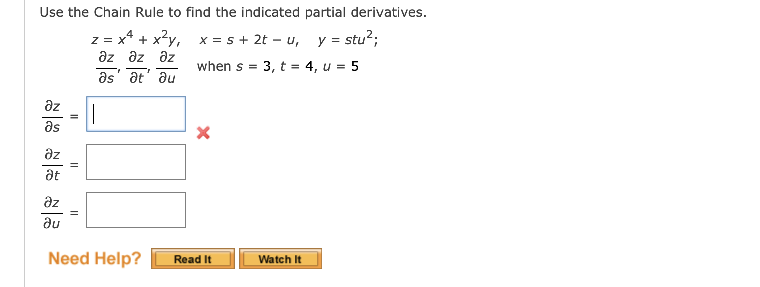 Solved Use the Chain Rule to find the indicated partial | Chegg.com