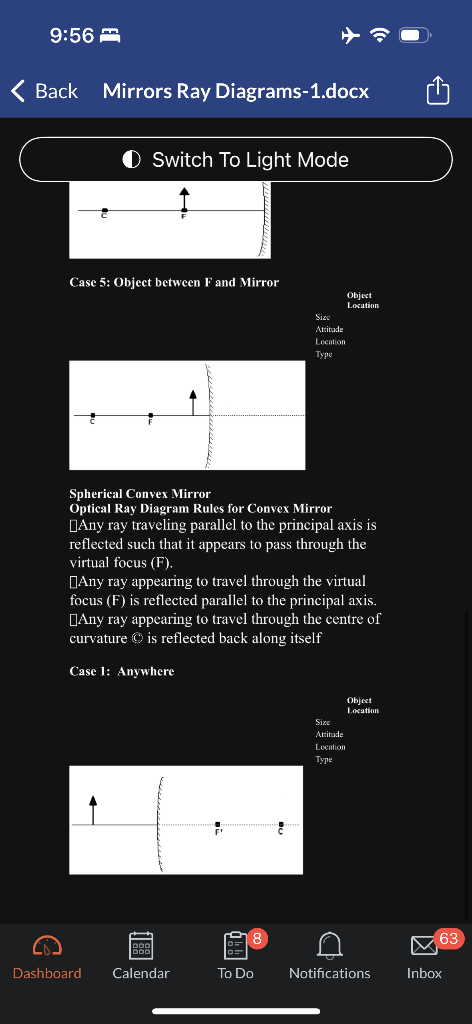 Solved 9:56m Back Mirrors Ray Diagrams-1.docx D Switch To | Chegg.com