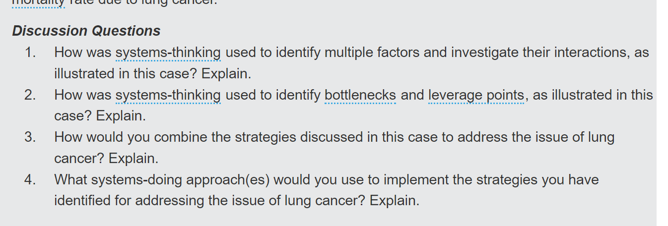 Solved Discussion Questions 1. How was systems-thinking used | Chegg.com