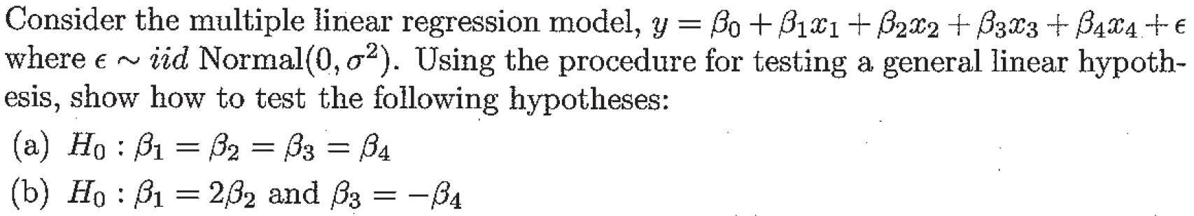 Solved Consider the multiple linear regression model, y= Bo | Chegg.com