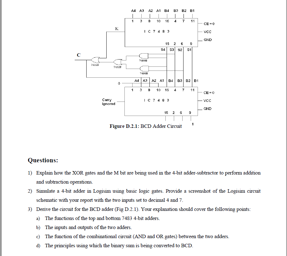 Solved Questions: 1) Explain how the XOR gates and the M bit | Chegg.com
