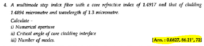 Solved 4. A multimode step index fiber with a core | Chegg.com