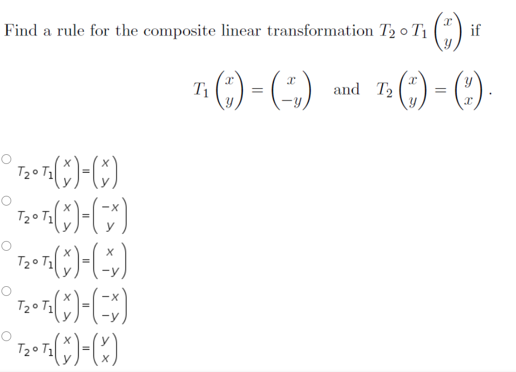 Solved Find a rule for the composite linear transformation | Chegg.com