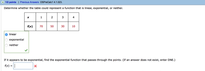 Solved Determine whether the table could represent a | Chegg.com