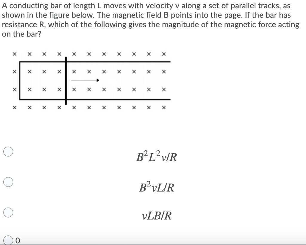 Solved A conducting bar of length L moves with velocity v | Chegg.com