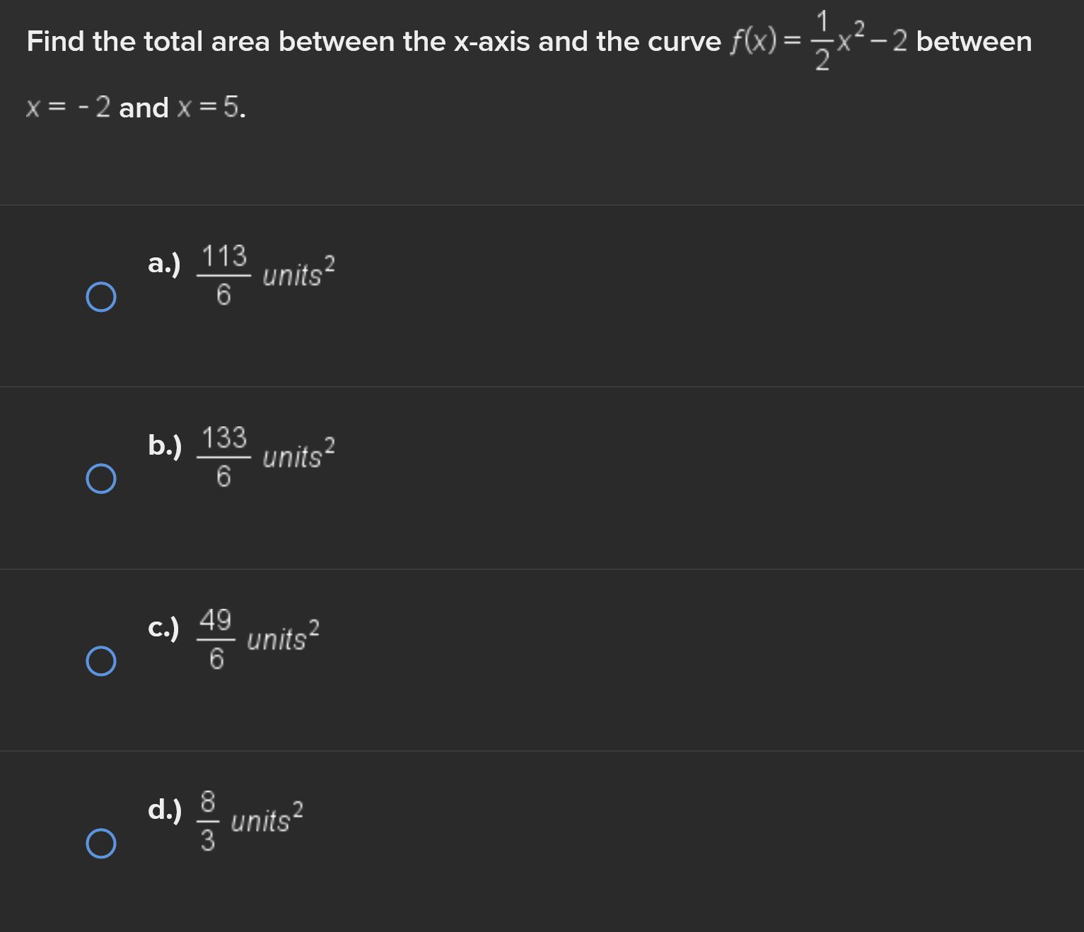 Solved Find the total area between the x-axis and the curve | Chegg.com