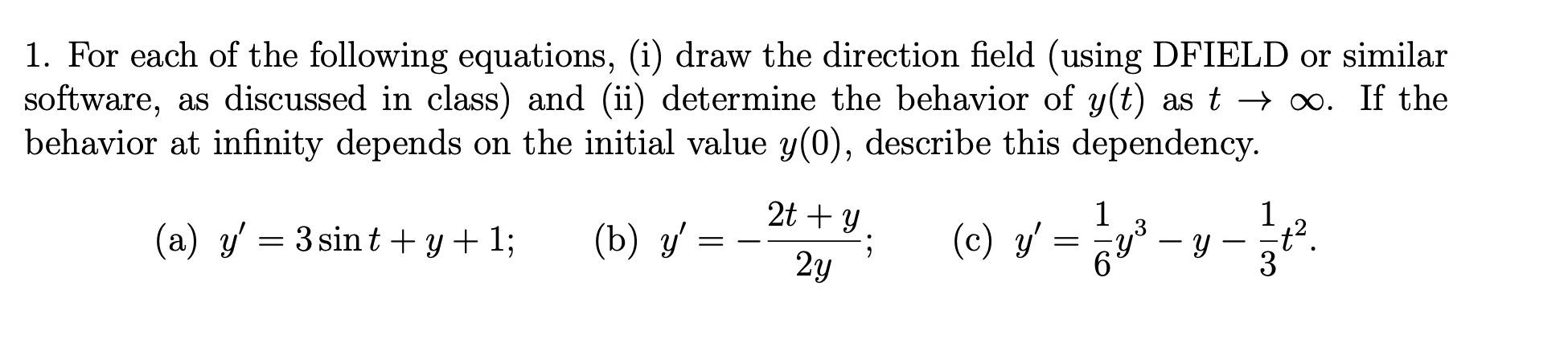 Solved And the following are the graph I got from dfield. | Chegg.com