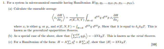 Solved For a system in microcanonical ensemble having | Chegg.com