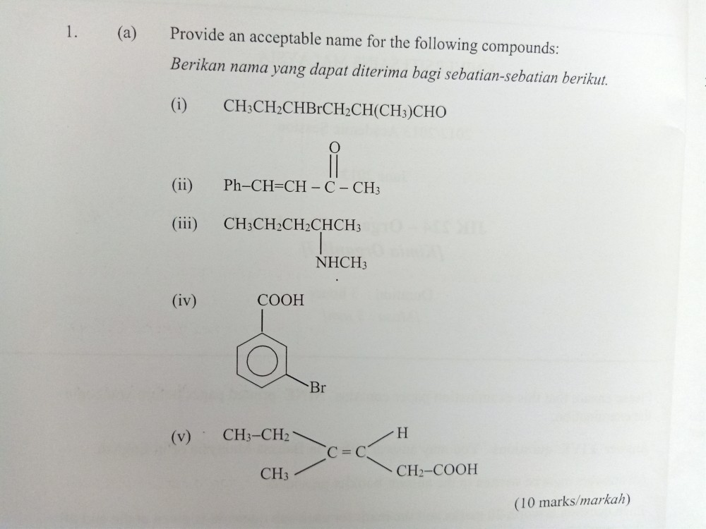 Solved Provide an acceptable name for the following | Chegg.com
