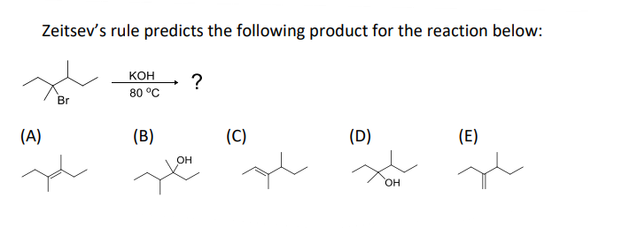 Solved Zeitsev's rule predicts the following product for the | Chegg.com