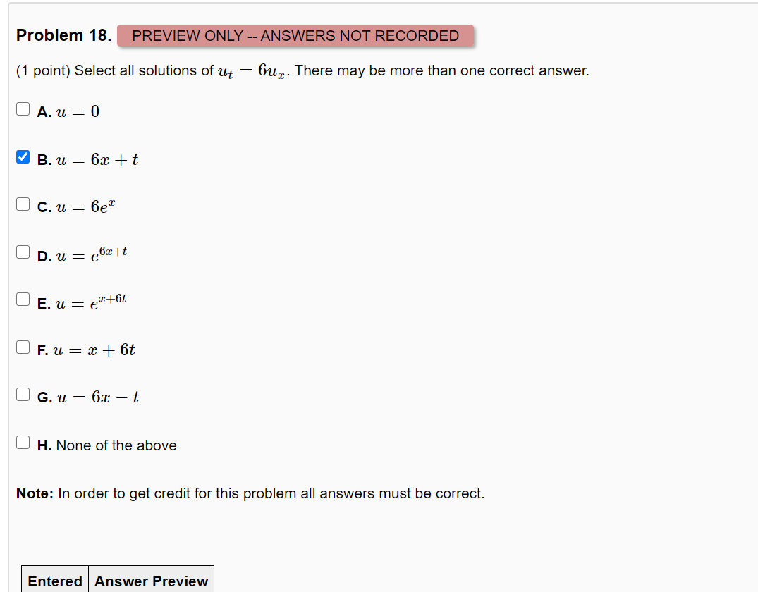 Solved Problem 18. PREVIEW ONLY -- ANSWERS NOT RECORDED (1 | Chegg.com