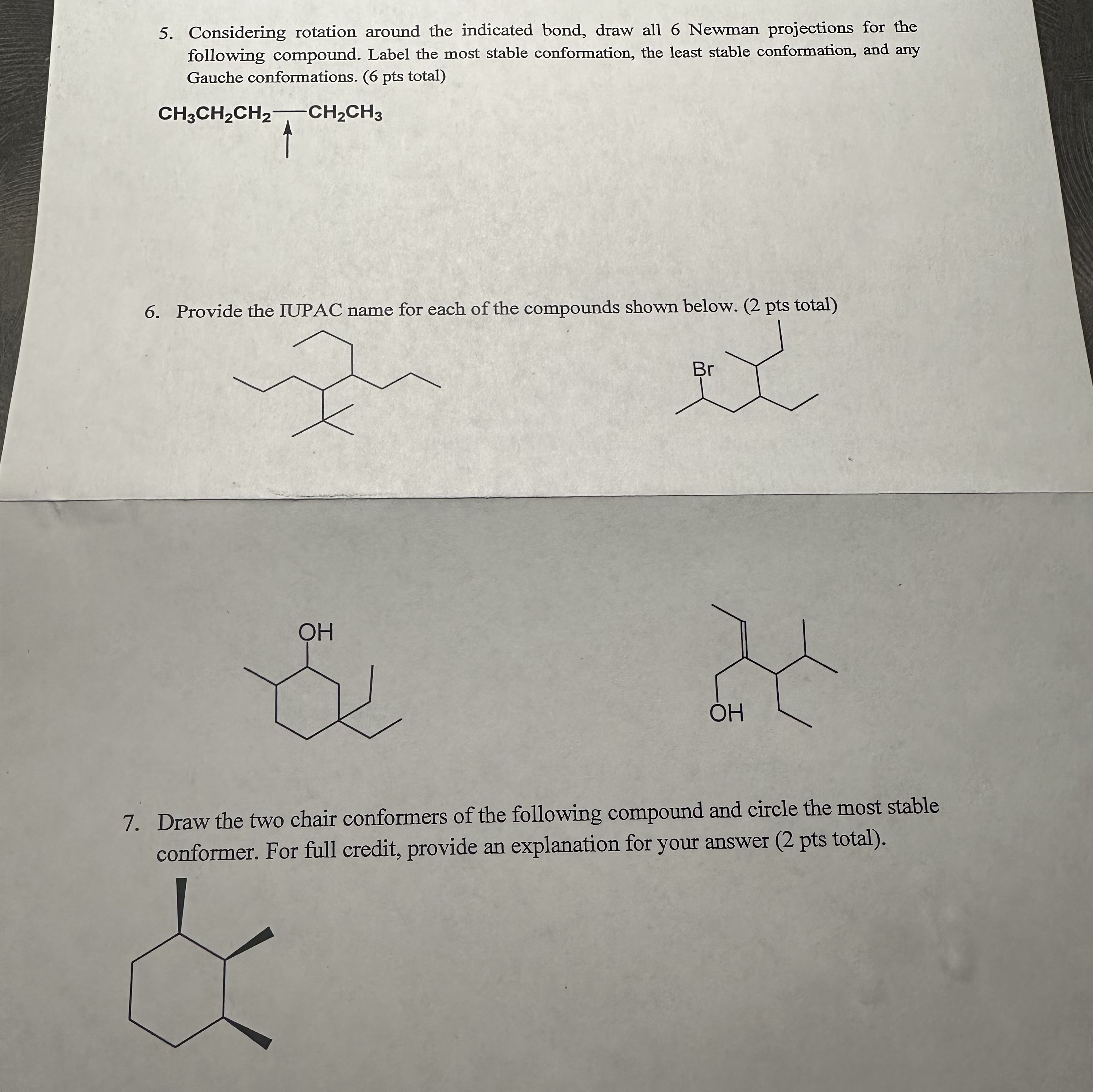 Solved 5. Considering rotation around the indicated bond, | Chegg.com