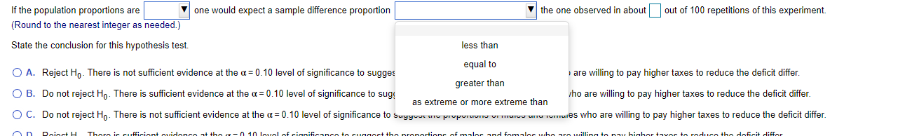 Solved one would expect a sample difference proportion V the | Chegg.com
