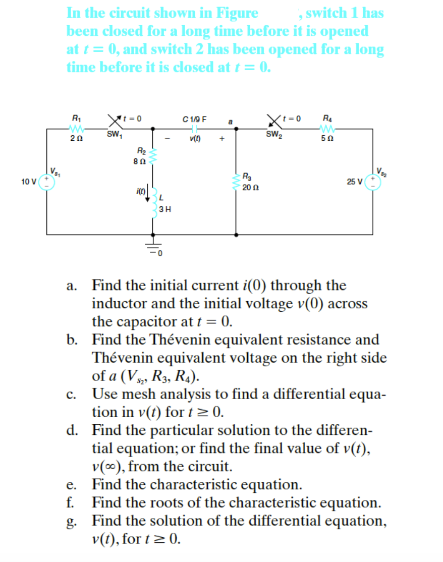Solved In the circuit shown in Figure, , switch 1 has been | Chegg.com