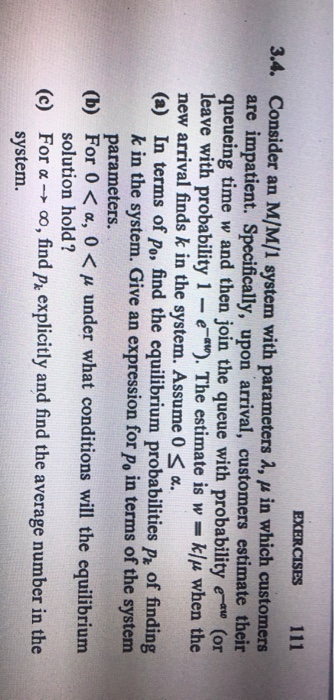 EXERCISES 3.1. Consider a pure Markovian queueing | Chegg.com