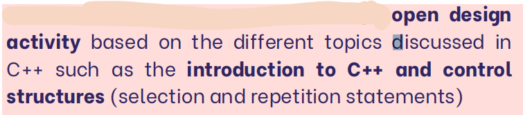 open design activity based on the different topics | Chegg.com