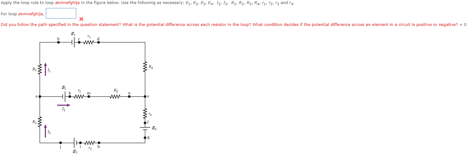 Solved Apply the loop rule to loop akmnefghija in the figure | Chegg.com