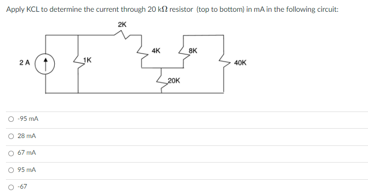 Solved Apply KCL to determine the current through 20 KS2 | Chegg.com