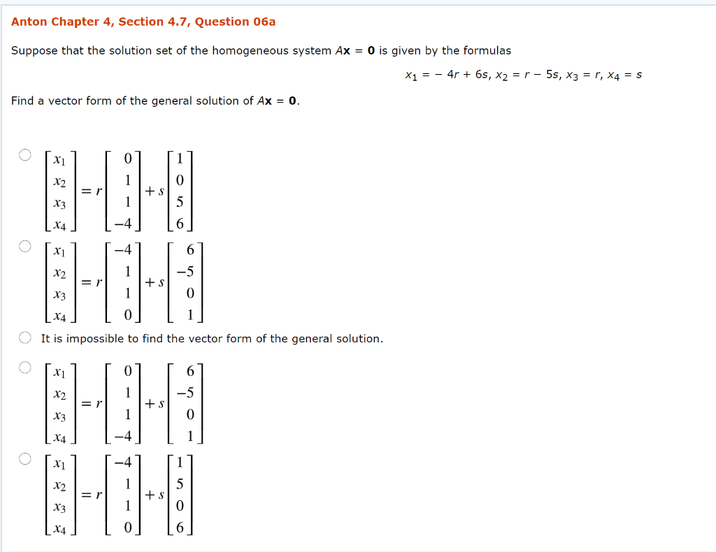 Solved Anton Chapter 4, Section 4.7, Question 06a Suppose | Chegg.com