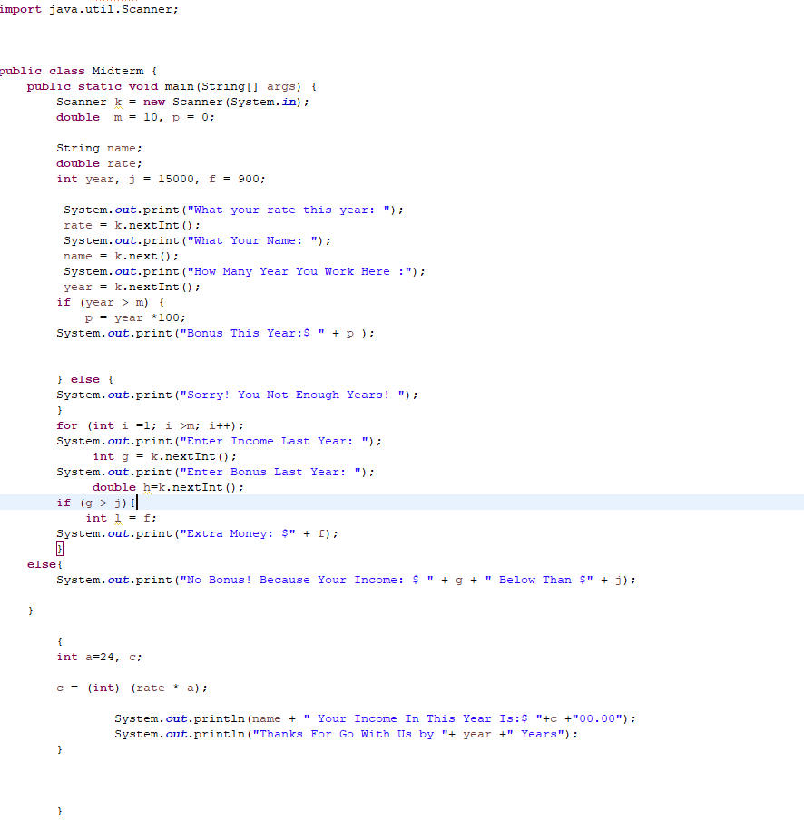 Solved rt java.util. Scanner; ic class Midterm \{ public | Chegg.com