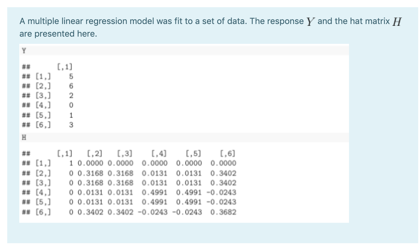 Solved A multiple linear regression model was fit to a set | Chegg.com
