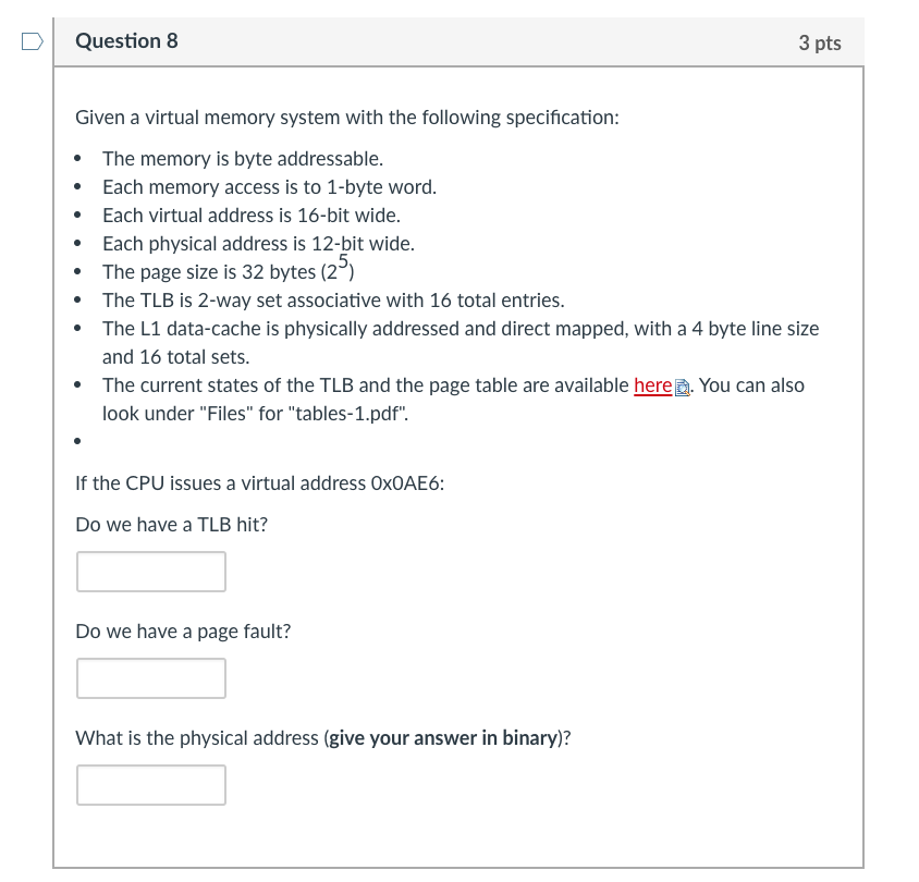 Solved 2-way Set Associative TLB Set IndexTaq PPN | Chegg.com