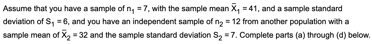 Solved A What Is The Value Of The Pooled Variance Tstat
